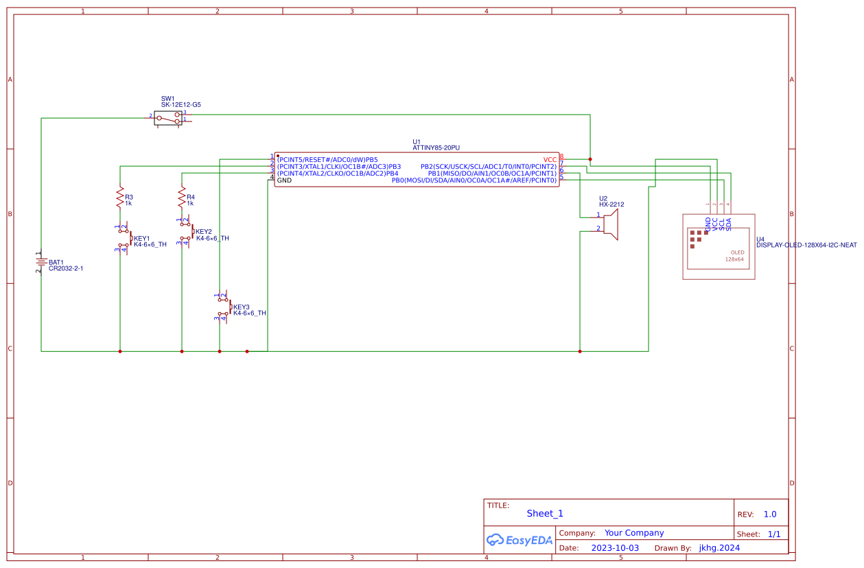 Pong ATtiny85 - OSHWLab