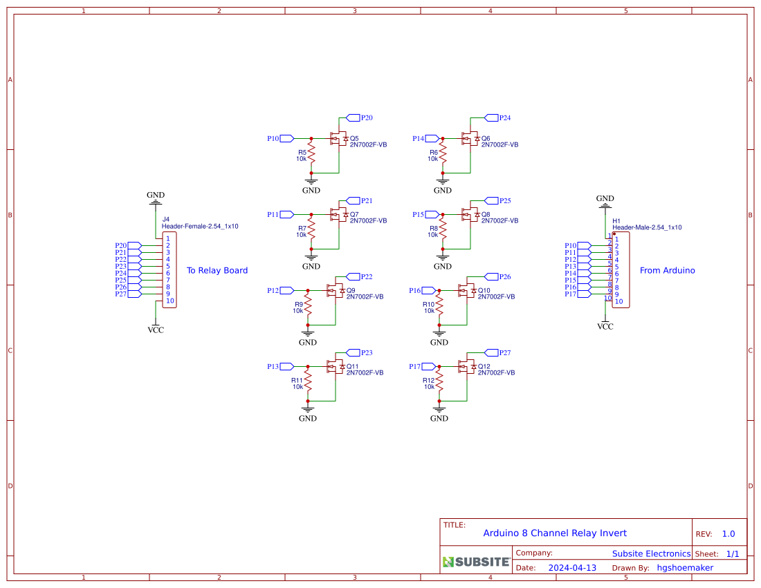 Arduino 8 Channel Relay Module Logic Invert - OSHWLab