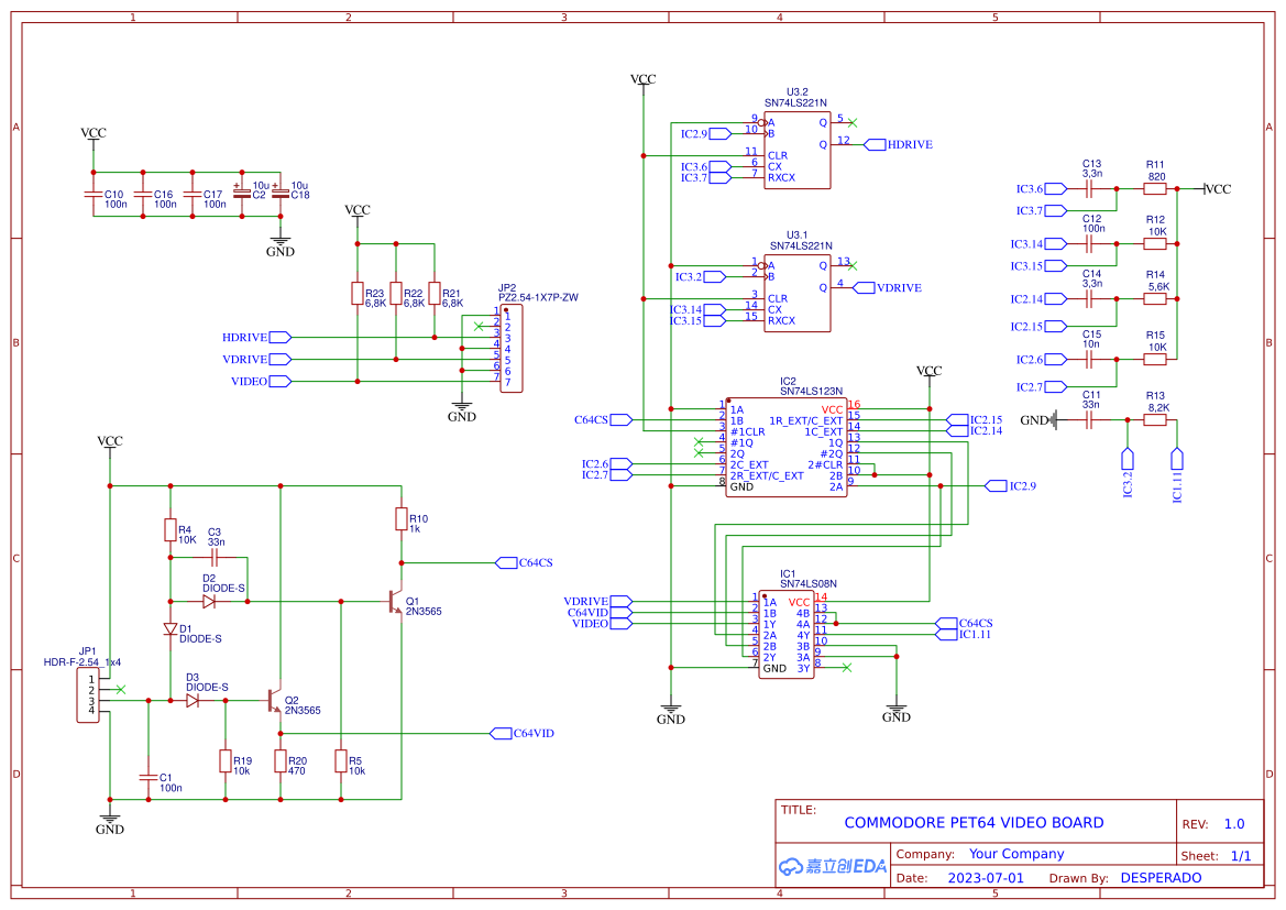 PET64 Video Adapter - EasyEDA open source hardware lab