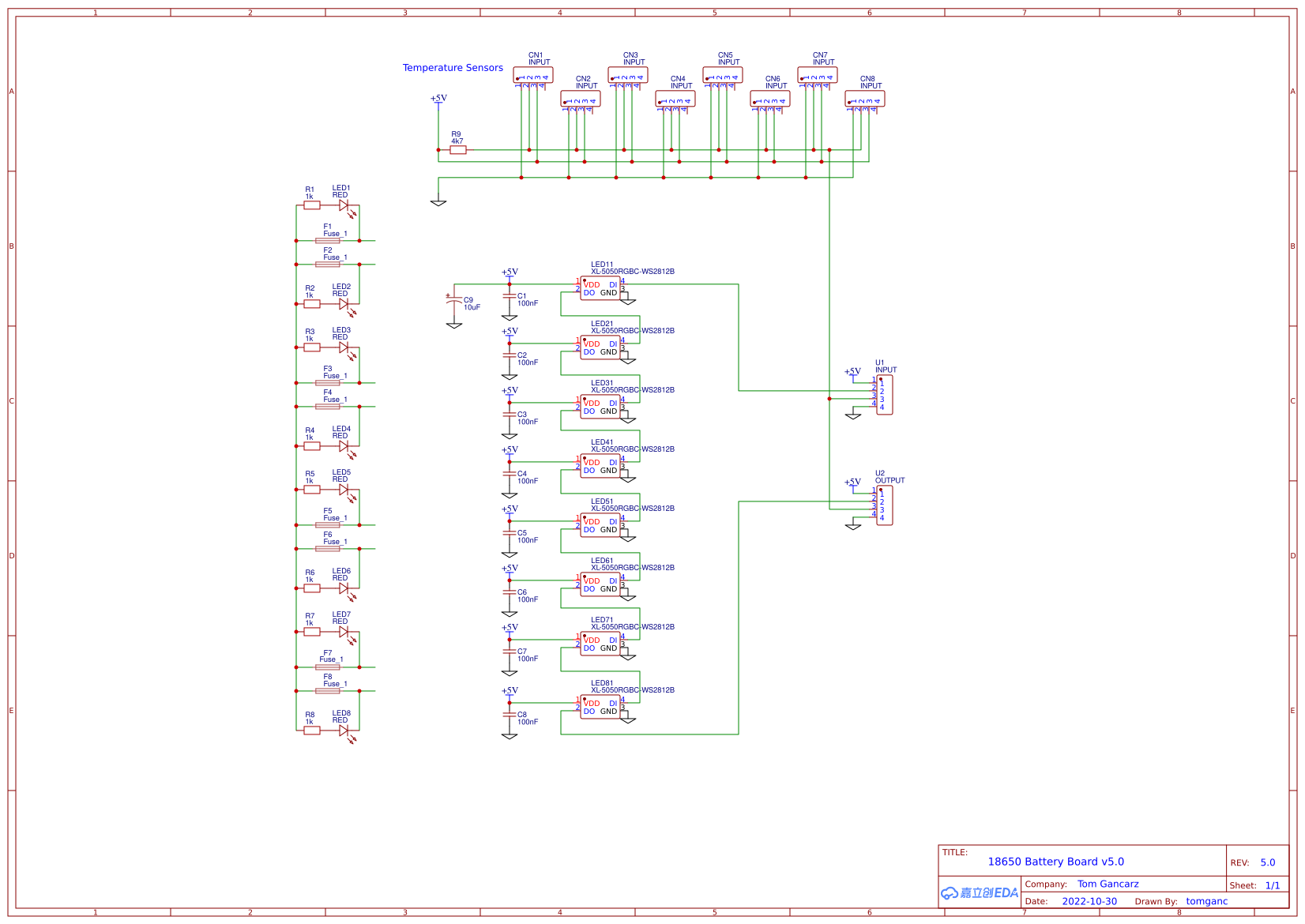 18650 Power Wall Battery Board v5 - OSHWLab