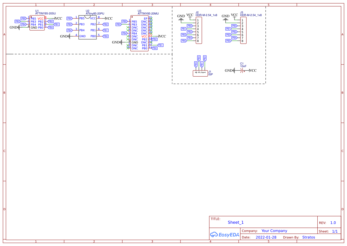 Attiny85 Dev Board - OSHWLab