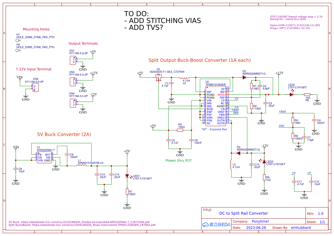DC to Split Rail - EasyEDA open source hardware lab