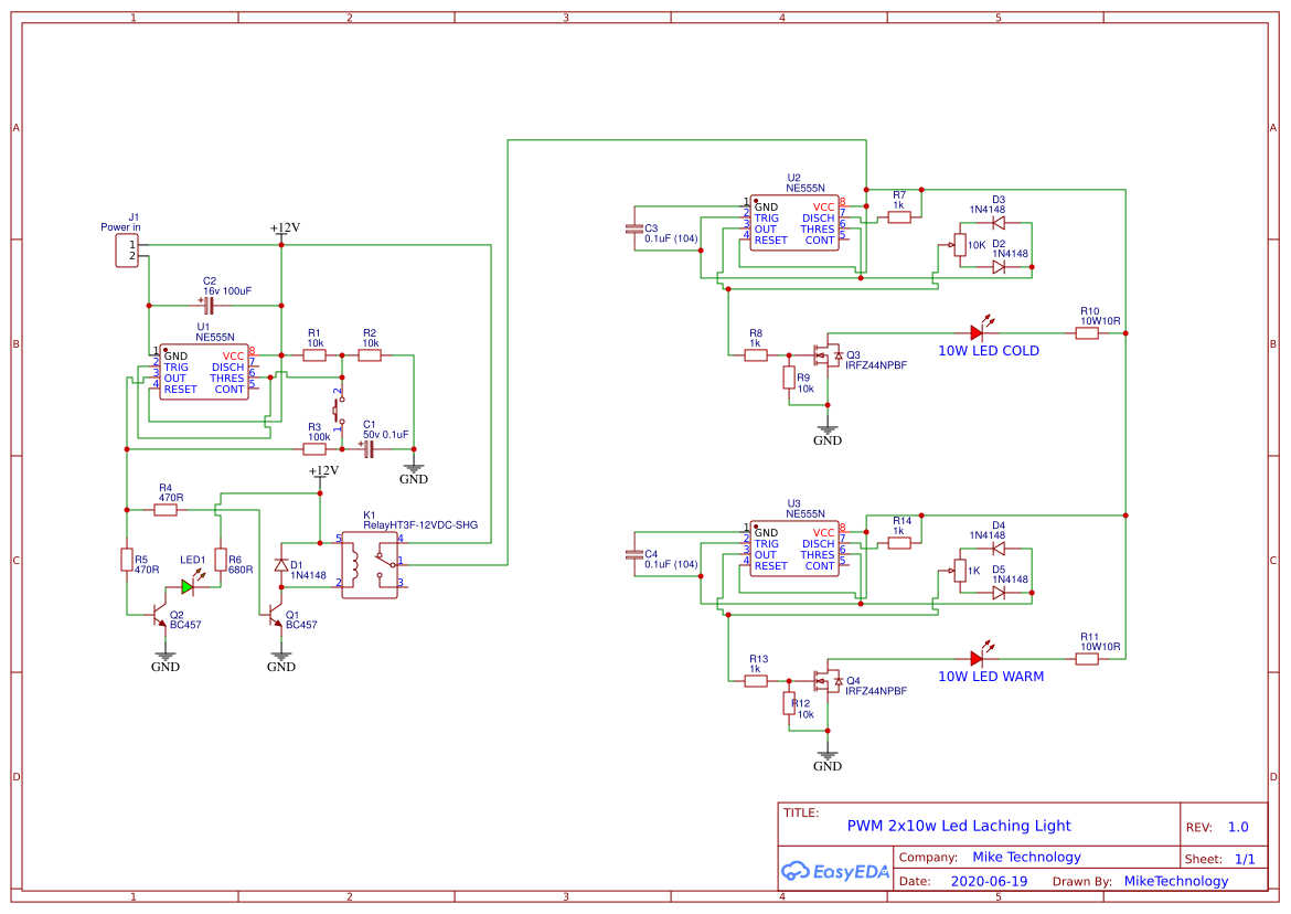 PWM led Laching driver 555 timer - EasyEDA open source hardware lab