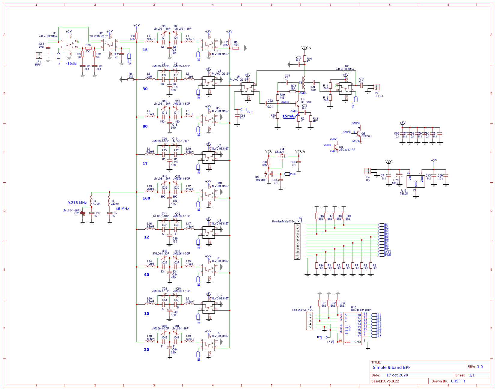 Simple 9 band BPF - OSHWLab