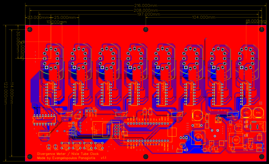 Divergence Meter / Nixie Tube Clock - EasyEDA open source hardware lab