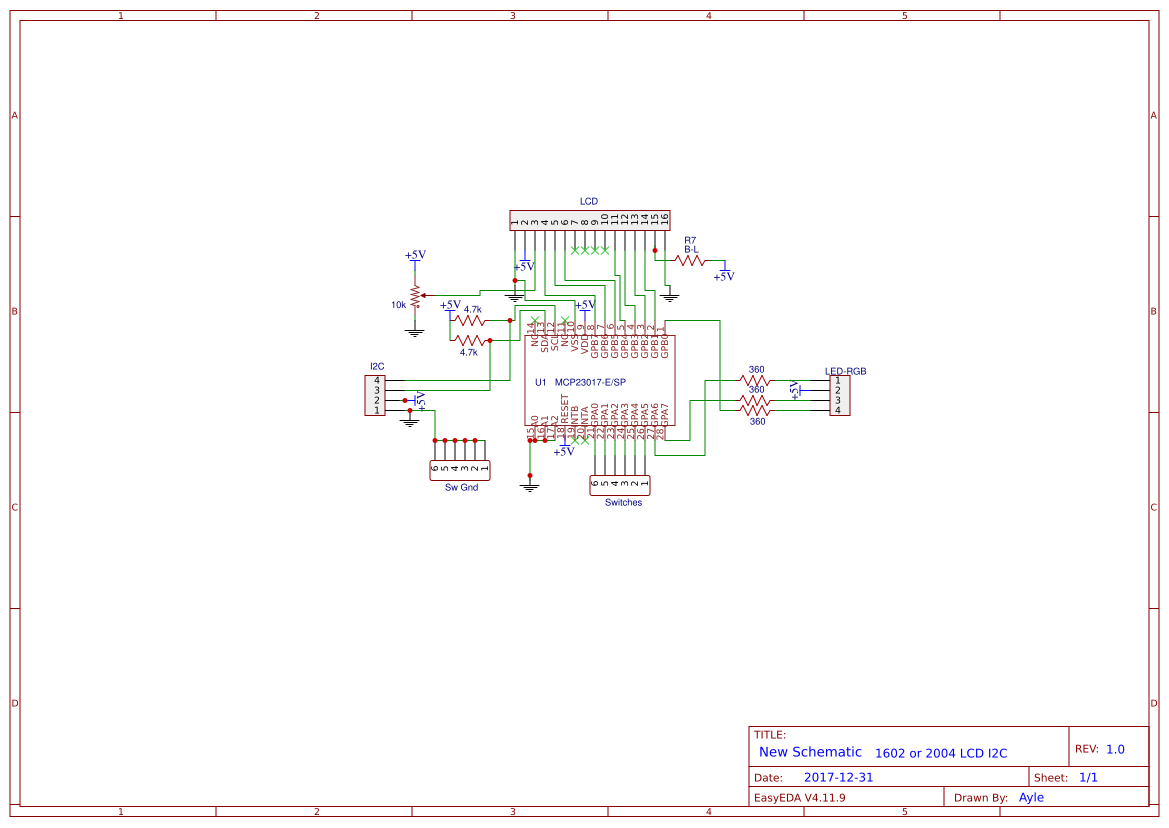 1602 or 2004 LCD I2C - EasyEDA open source hardware lab