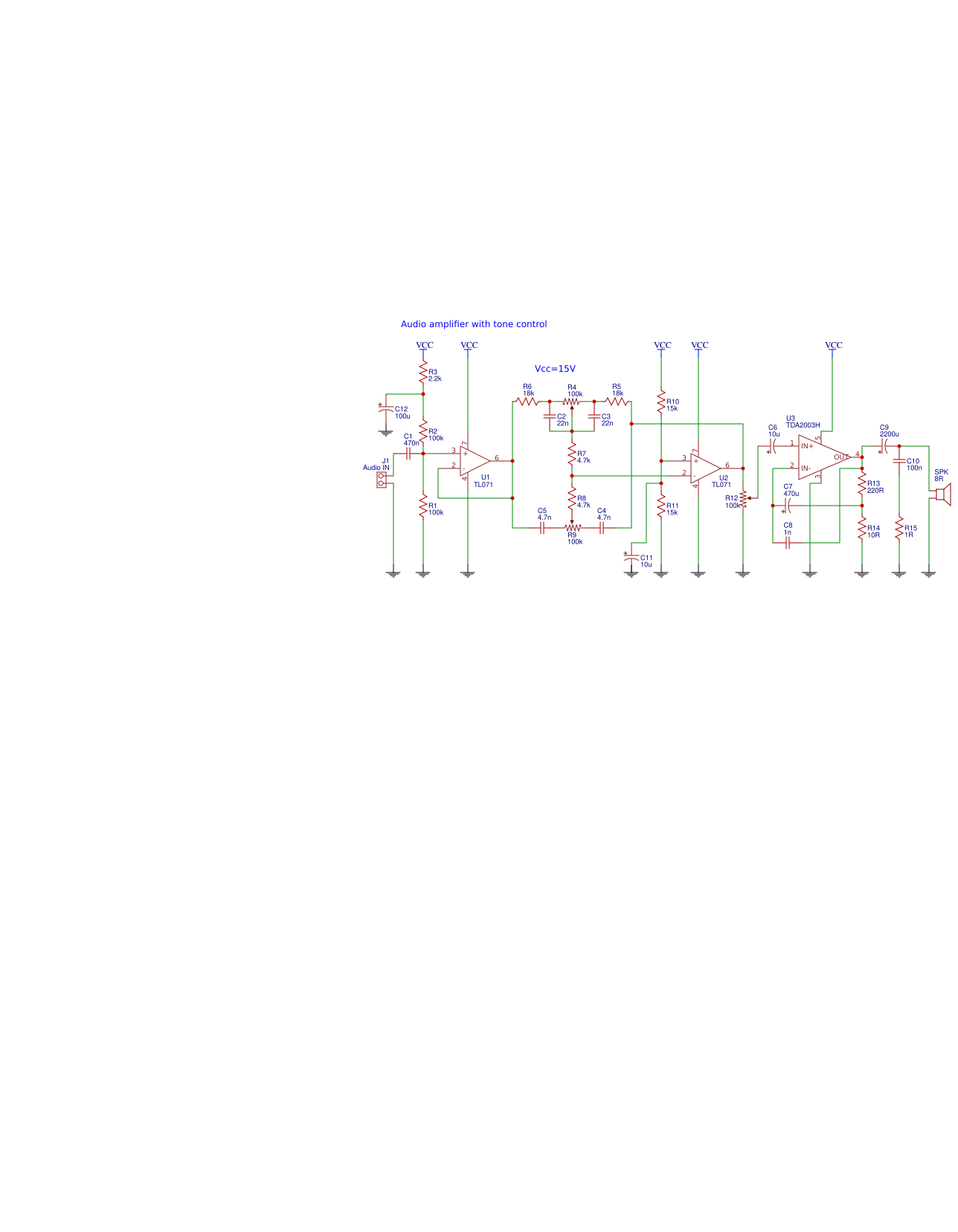 Audio amplifier with tone control - OSHWLab