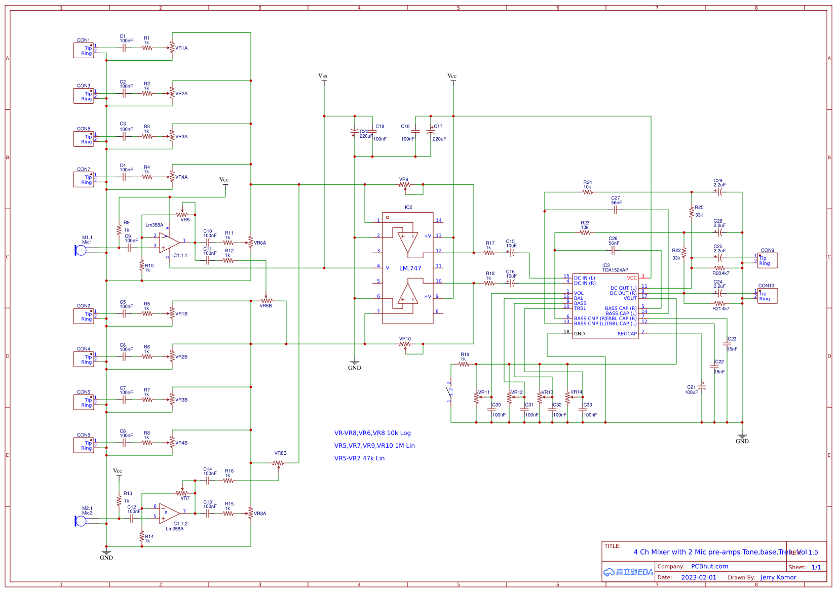4 channel mixer - EasyEDA open source hardware lab