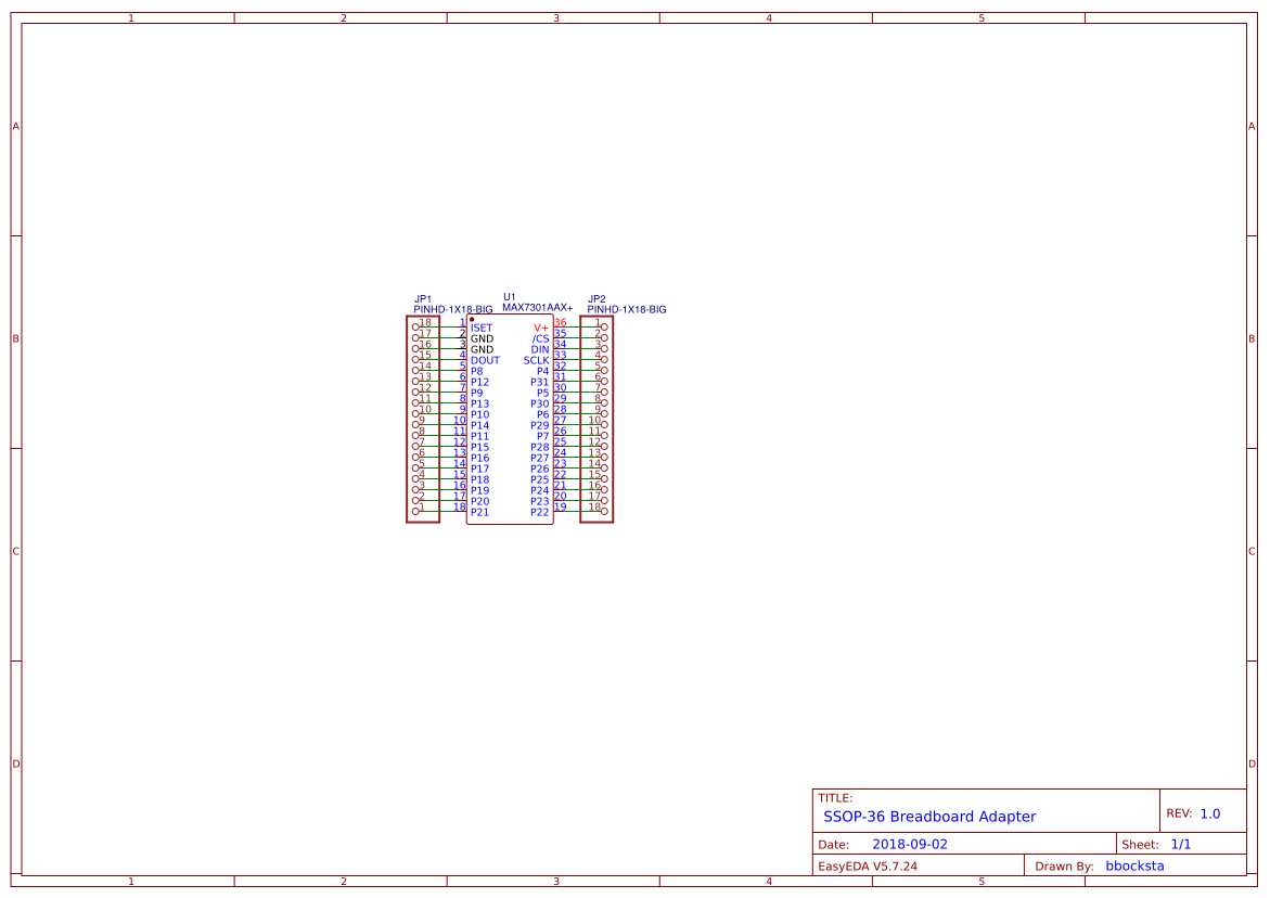 SSOP-36 .8mm Piitch Breadboard Adapter - EasyEDA open source hardware lab