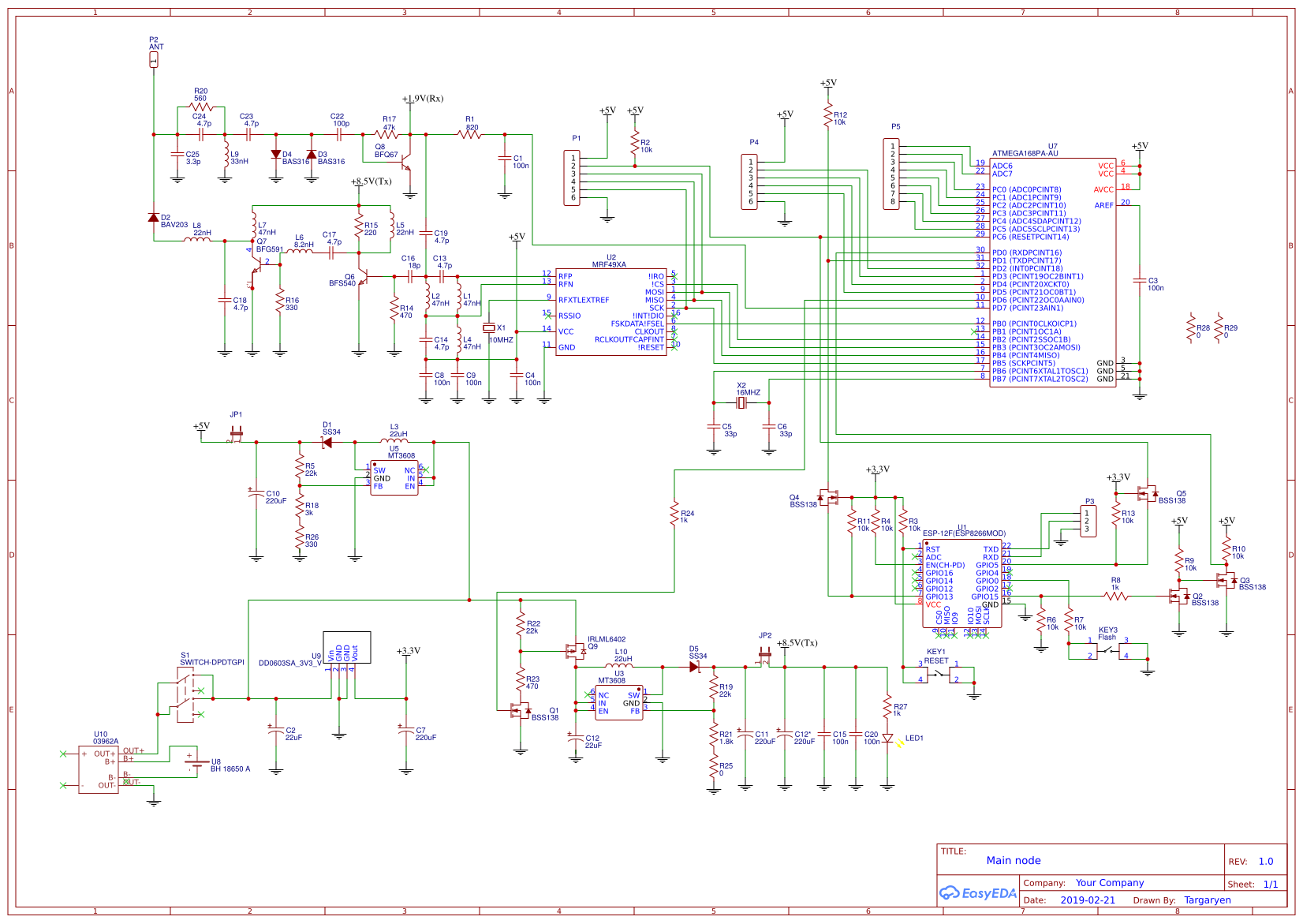 Main node on MRF49XA - EasyEDA open source hardware lab