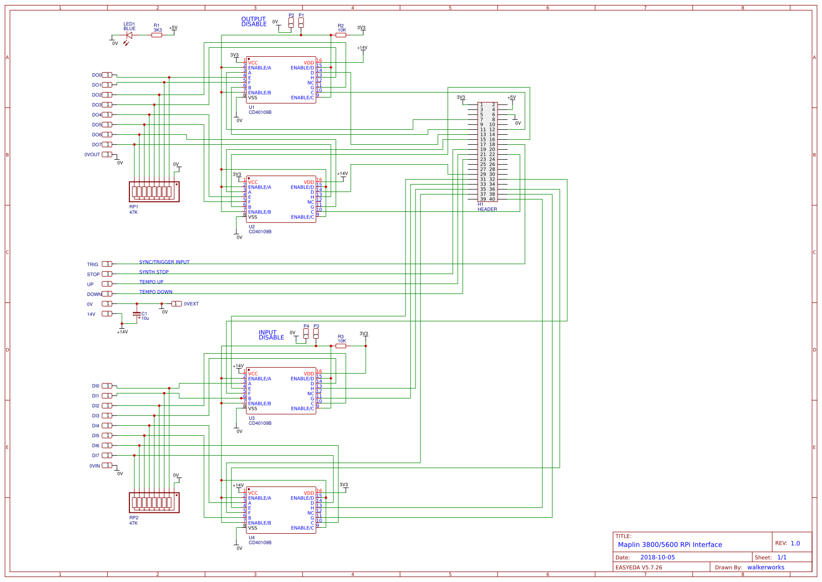 Maplin 3800/5600 RPi Interface - EasyEDA open source hardware lab