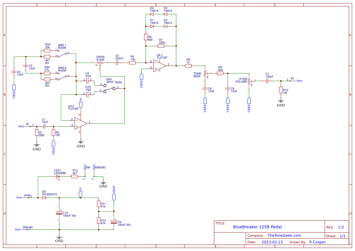 The Tone Geek BluesBreaker style 125B Pedal - EasyEDA open source hardware lab