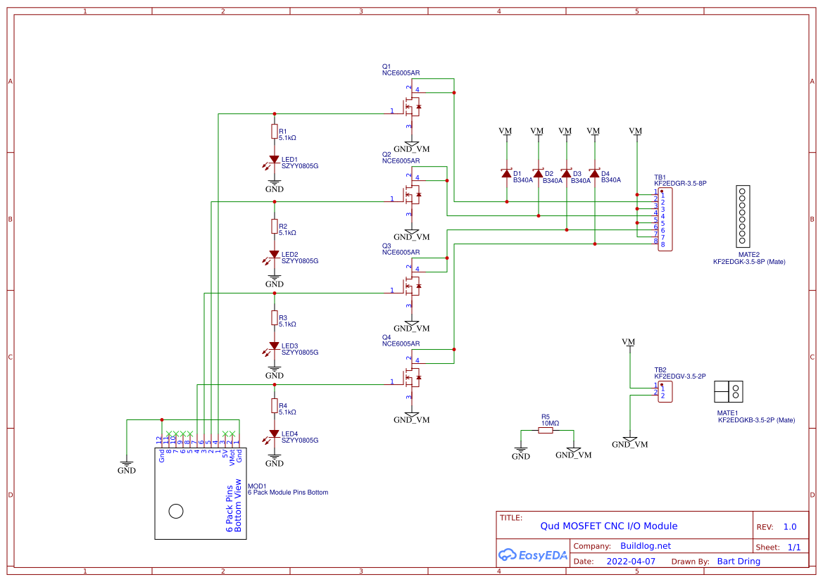 6 Pack Quad MOSFET Module - EasyEDA open source hardware lab