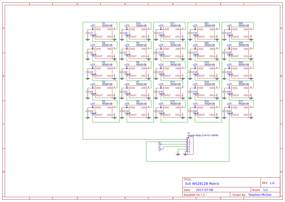 WS2812B 5x5 matrix - OSHWLab