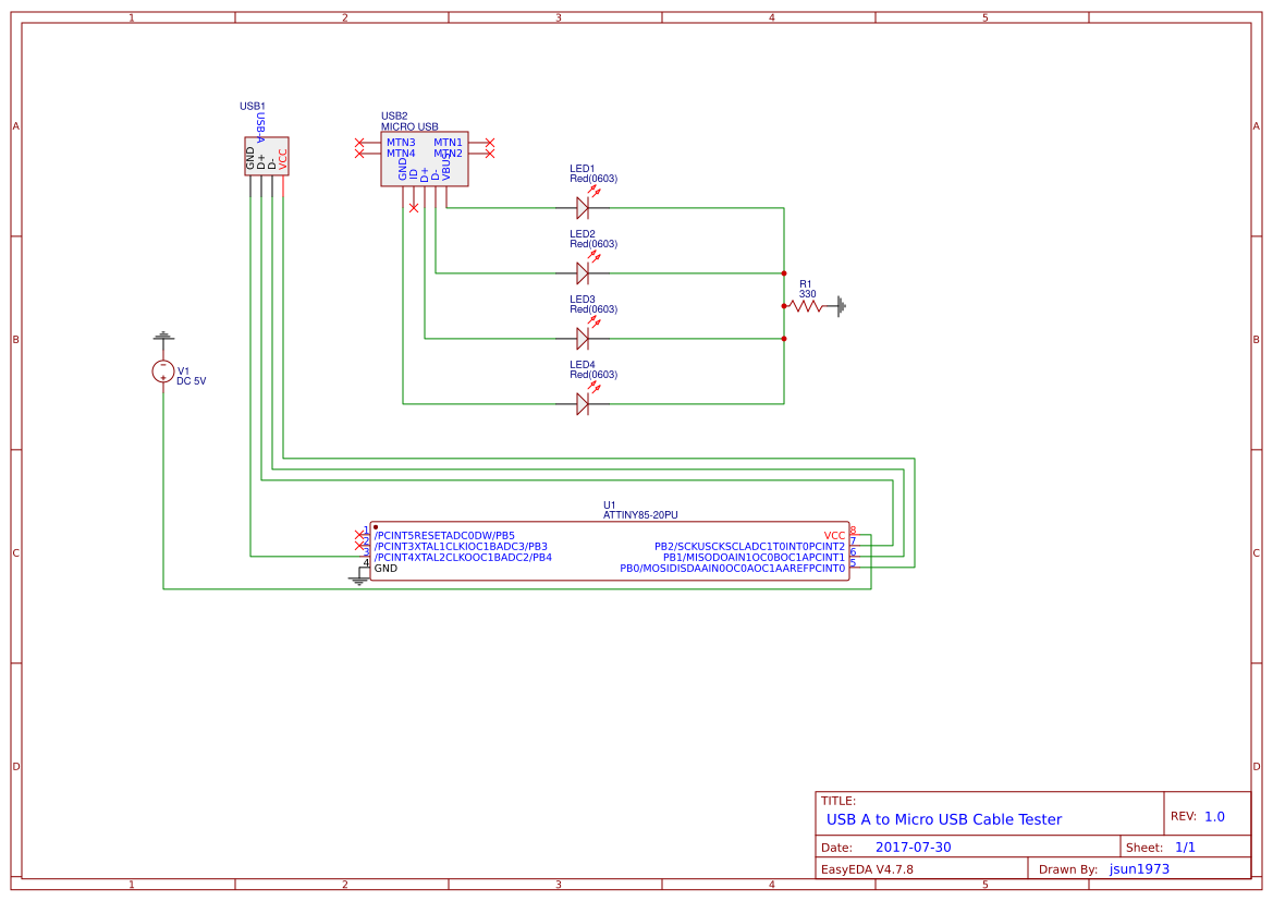 USB A to Micro USB Tester - OSHWLab