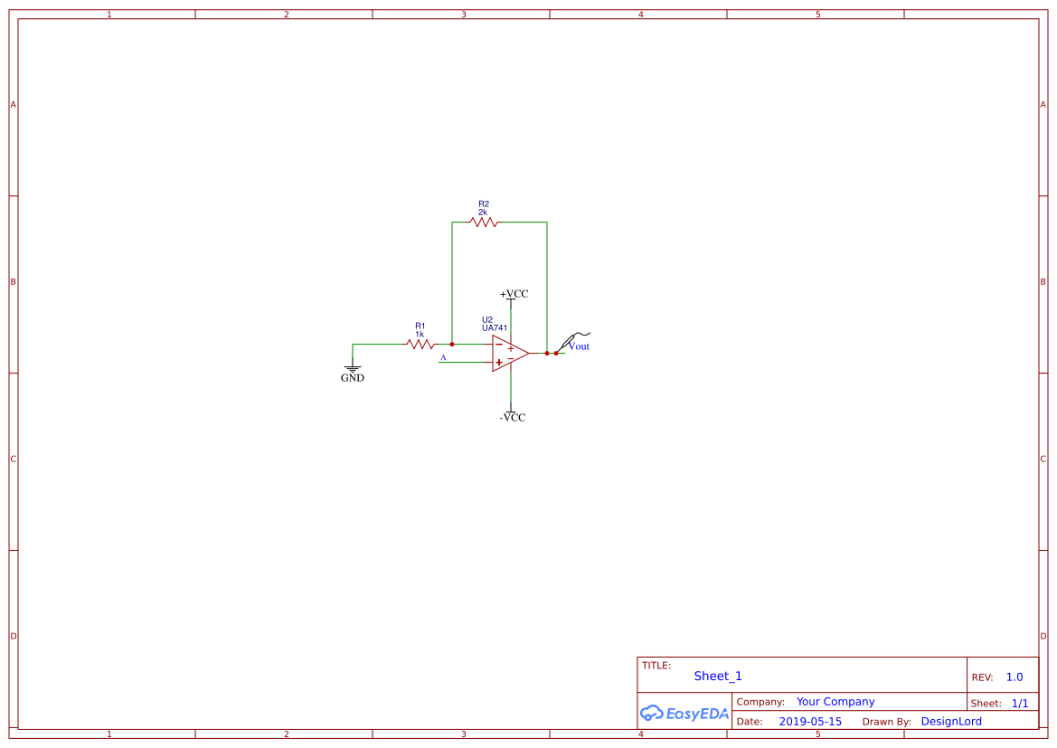 Non Inv Amp in multiple sheets - EasyEDA open source hardware lab