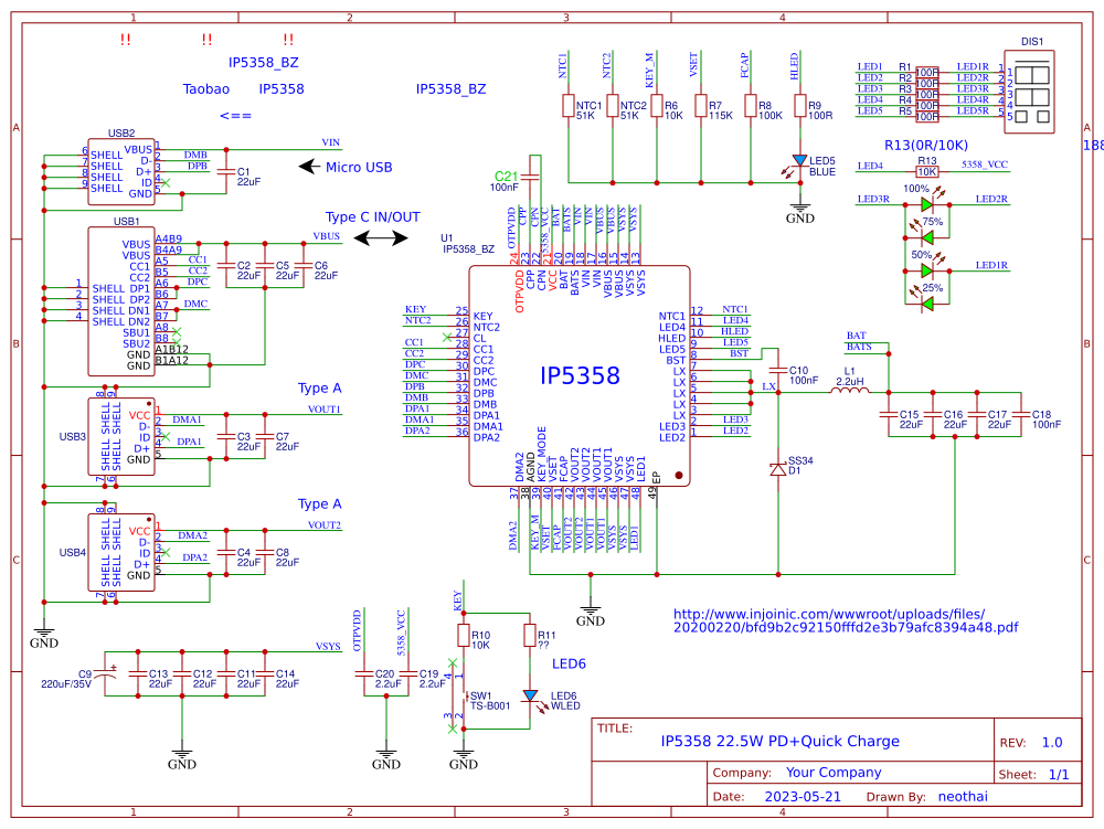 IP5358 PD Power Bank Supports 188 Display (TESTED) - OSHWLab