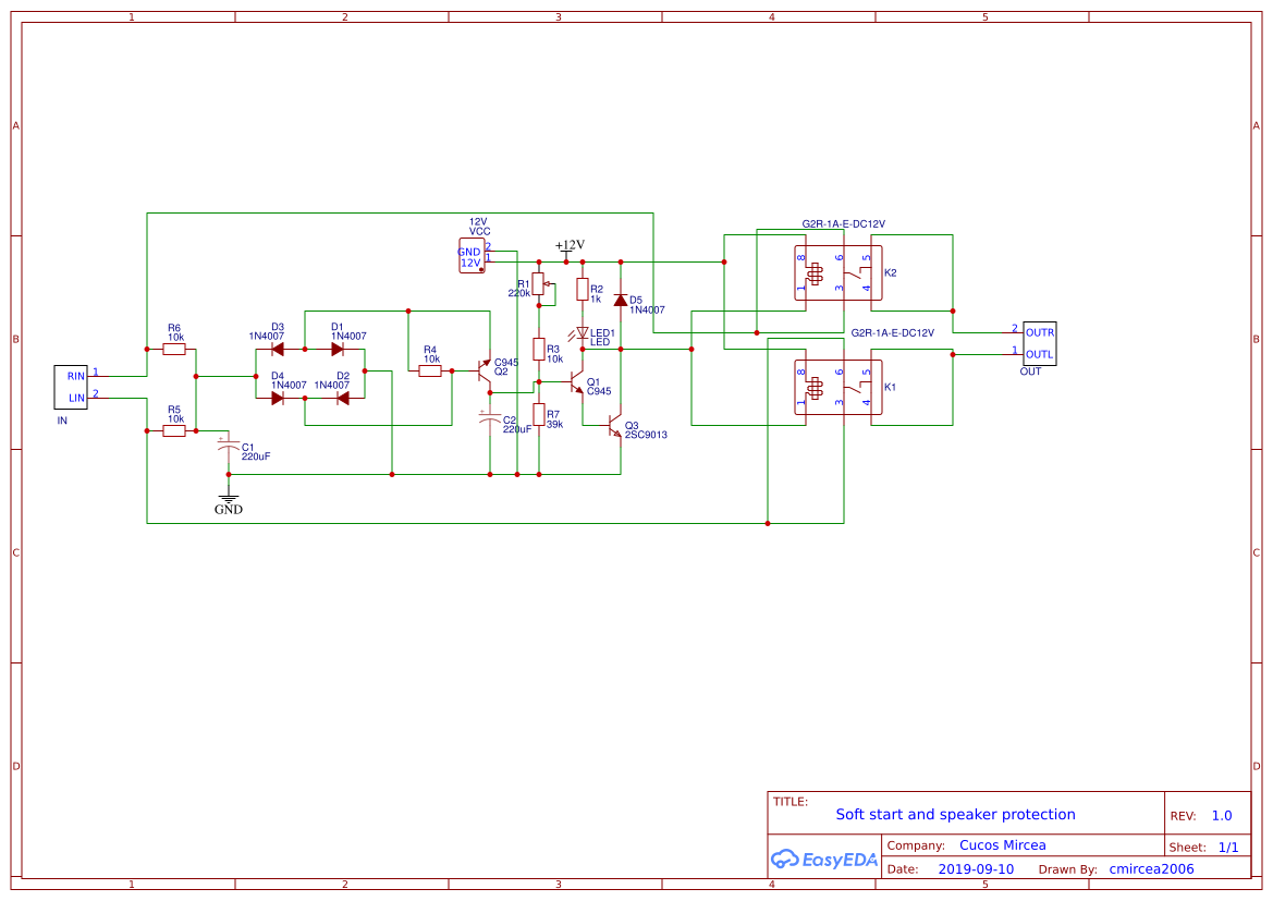 Soft start and speaker protection - EasyEDA open source hardware lab