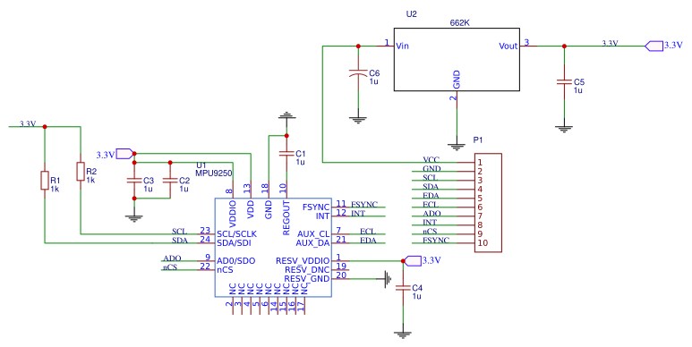 MPU9250 Module ,3-axis Gyroscope, Accelerometer, Magnetometer - OSHWLab
