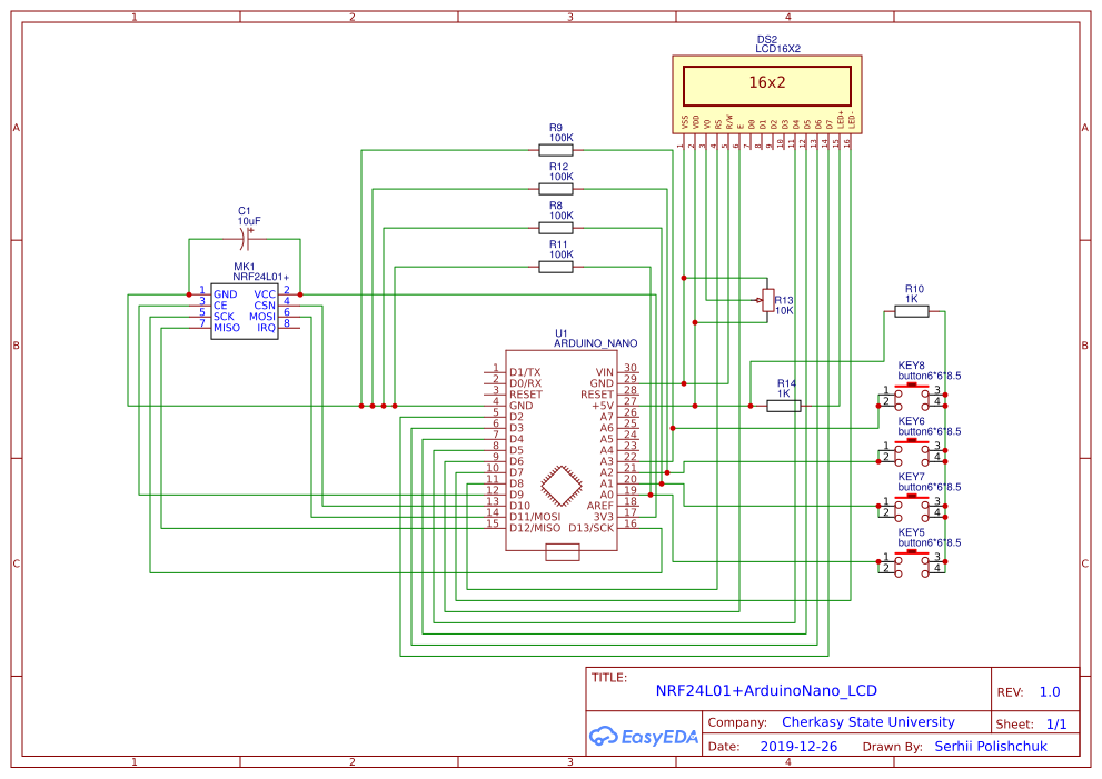 NRF24L01+arduinoNano+LCD - EasyEDA open source hardware lab
