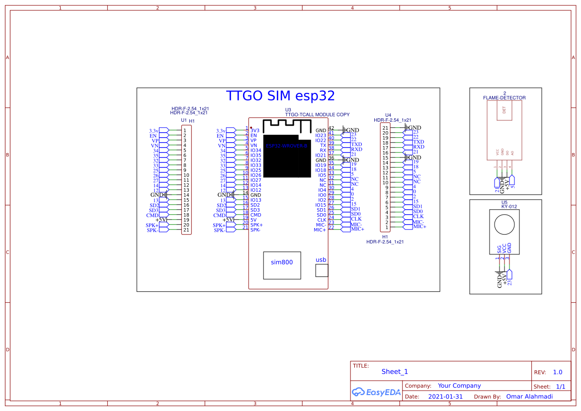 esp32 SIM800L + Flame sensor - OSHWLab