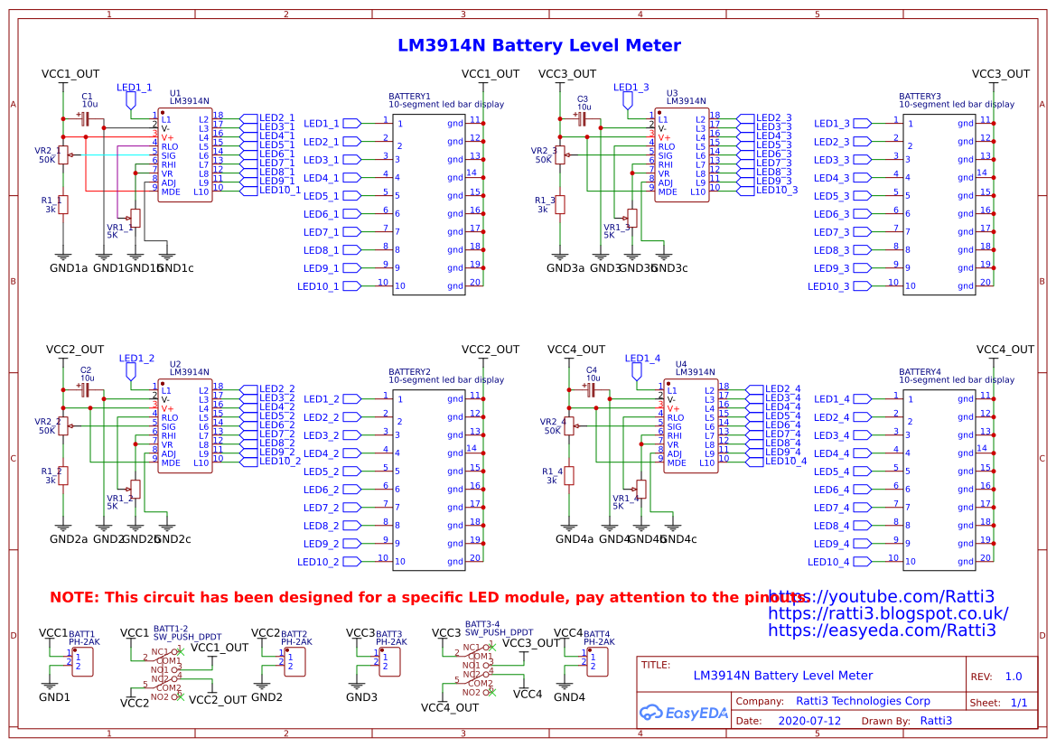 LM3914 Battery Level Meter - EasyEDA open source hardware lab