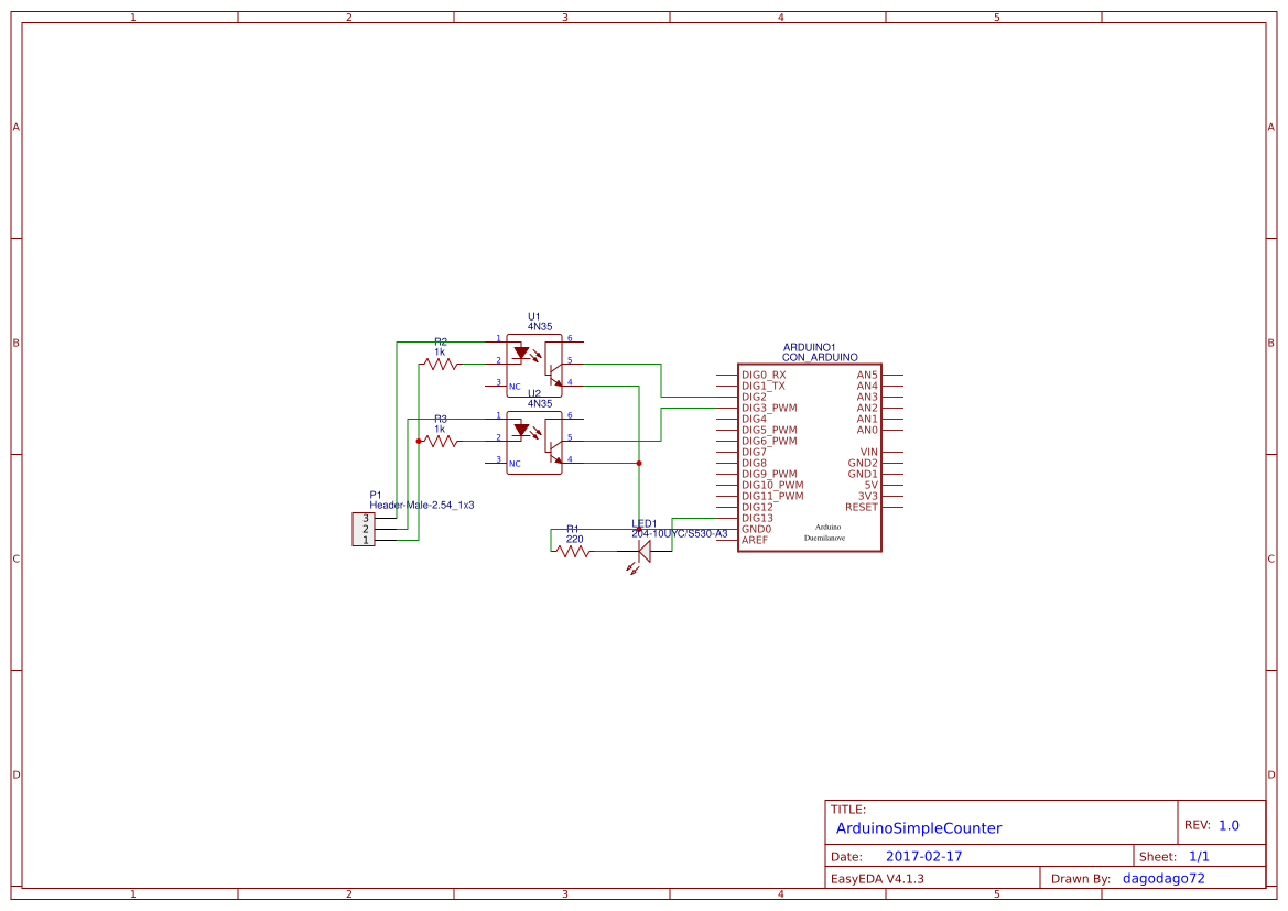 Simple optocoupled biphase counter over Rs232 - OSHWLab