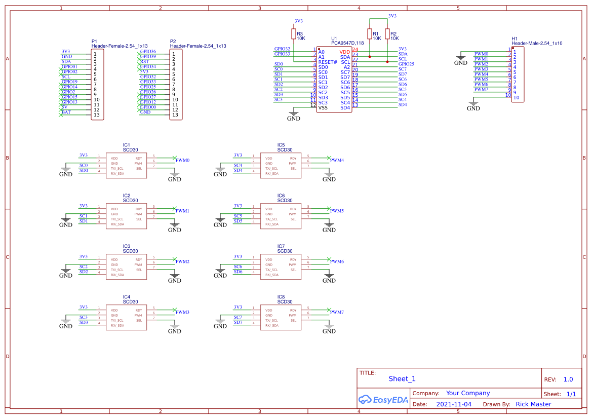 SCD30_Multiplexed - EasyEDA open source hardware lab