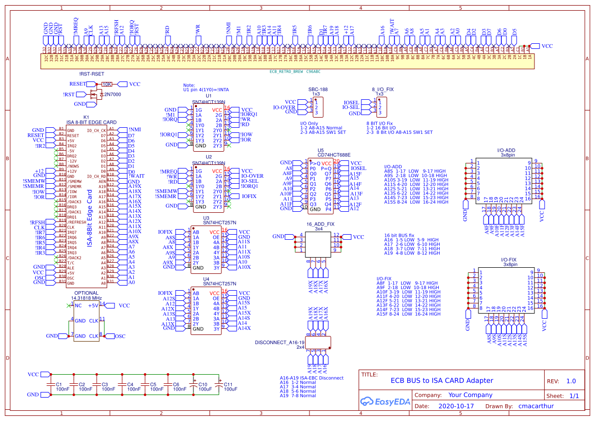 ECB to 8 Bit ISA adapter - OSHWLab