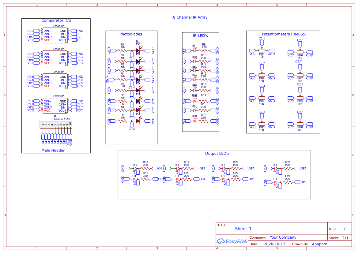 Diy Ir Sensor Array New Easyeda Open Source Hardware Lab