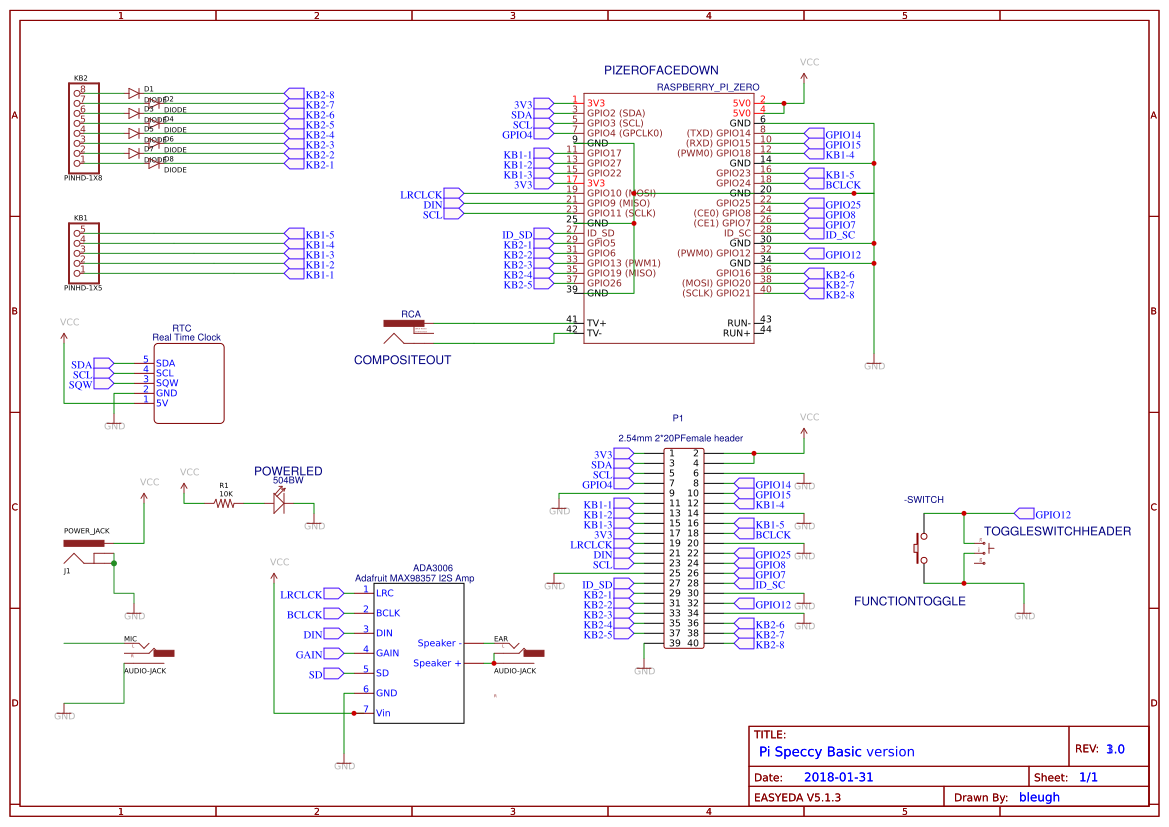 Basic Pi in Speccy - ORIGINAL VERSION - AS MANUFACTURED - EasyEDA open source hardware lab