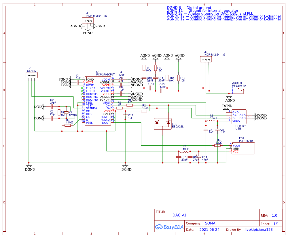 PCM2706 DAC - OSHWLab