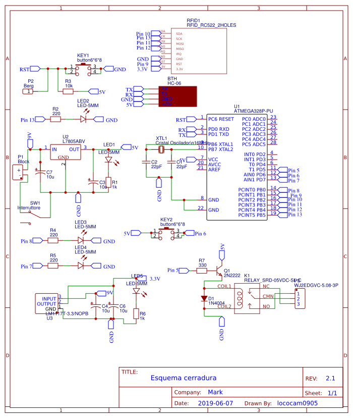 Cerradura electrónica - Platform for creating and sharing projects - OSHWLab