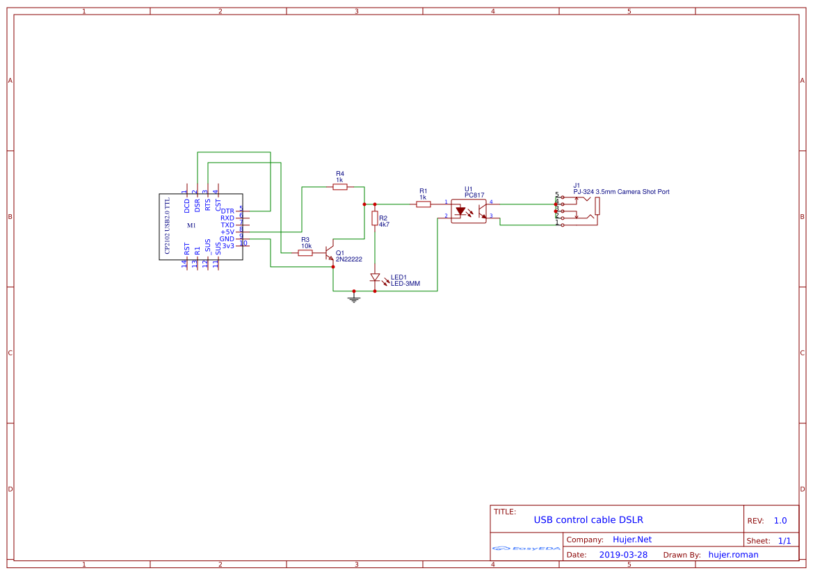 USB shutter control cable for DSLR - EasyEDA open source hardware lab
