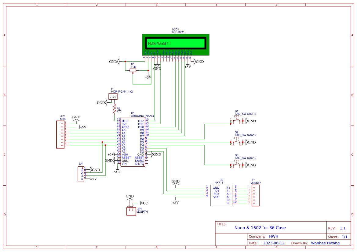 arduino Nano 1602 LCD for 86 case - EasyEDA open source hardware lab