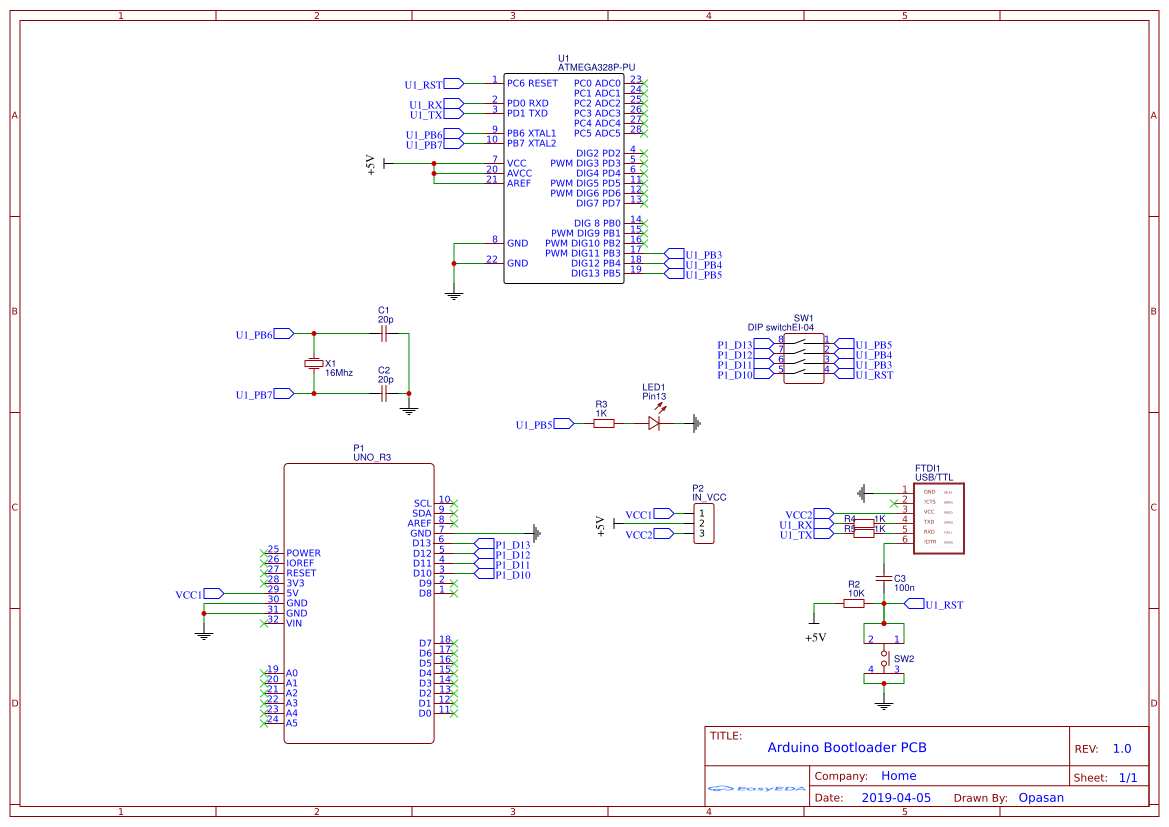 Arduino shield Burn the ATMEGA328P Bootloader & codes - EasyEDA open source hardware lab