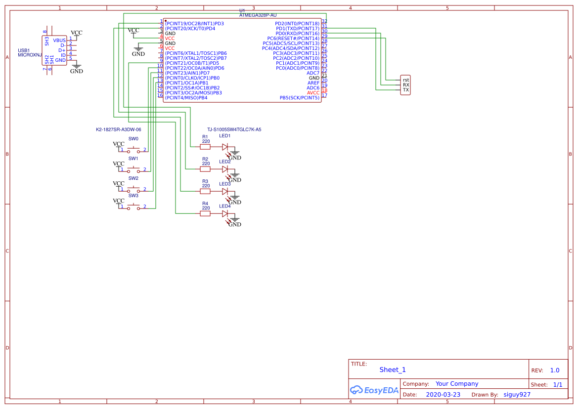 Super tiny SIMON game - EasyEDA open source hardware lab