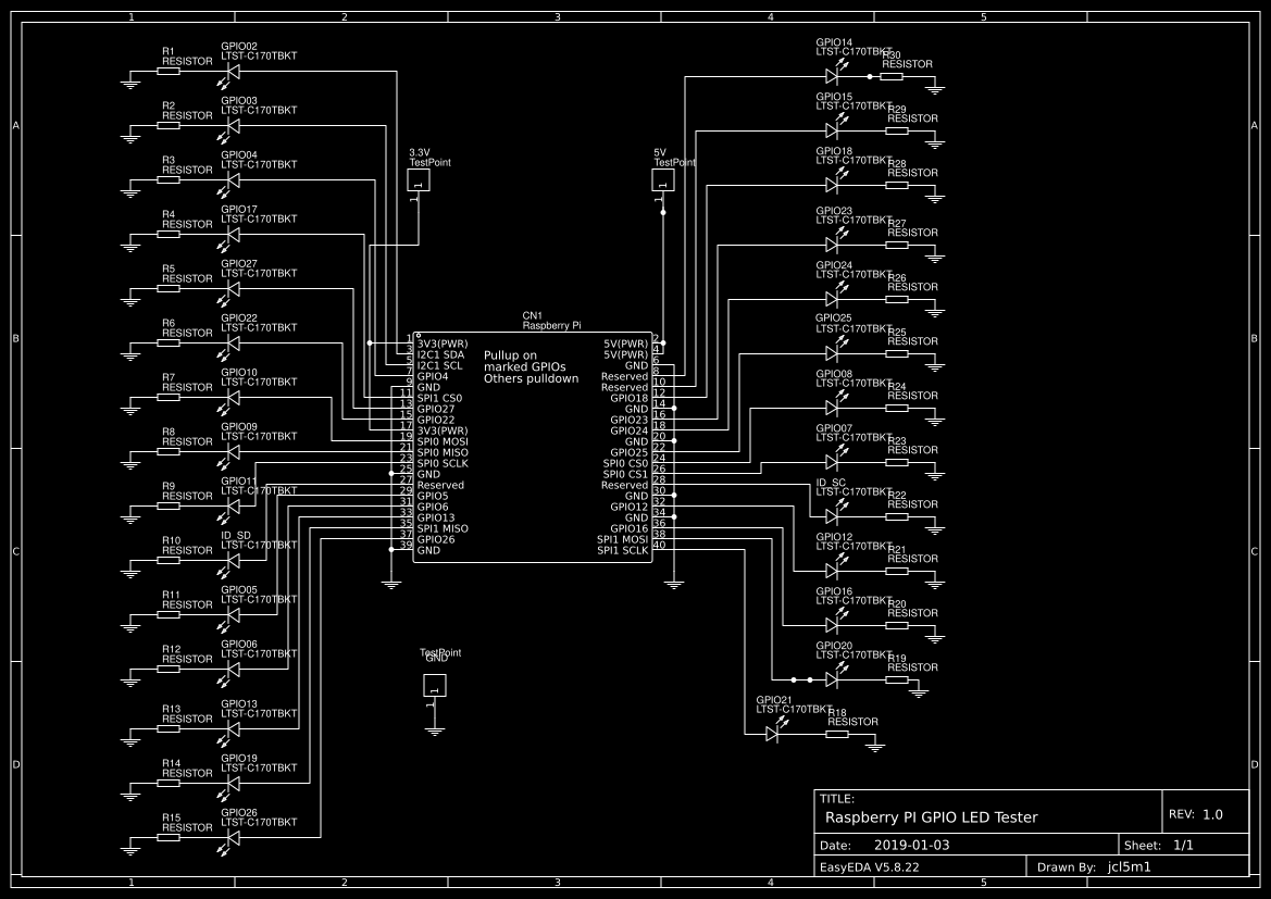 Raspberry Pi GPIO LED tester - OSHWLab
