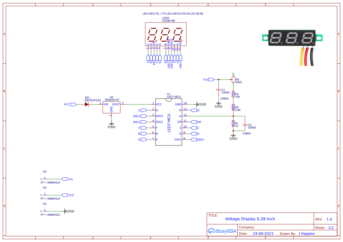 3 digit LED-voltmeter - EasyEDA open source hardware lab