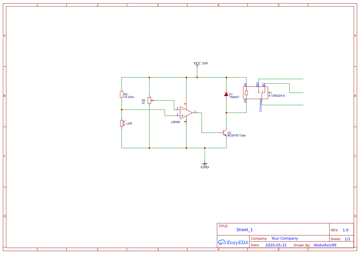 Automatic light on of circuit - EasyEDA open source hardware lab