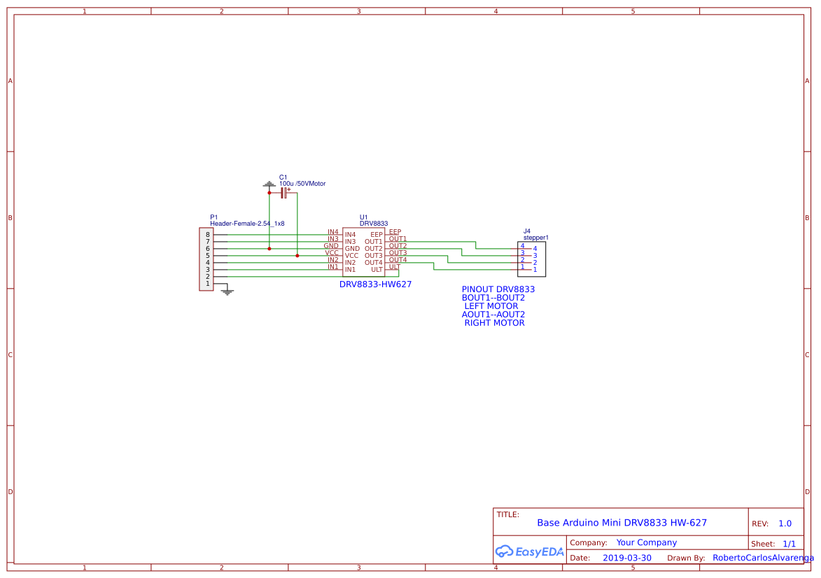 Base Arduino Mini DRV8833 HW-627 - OSHWLab