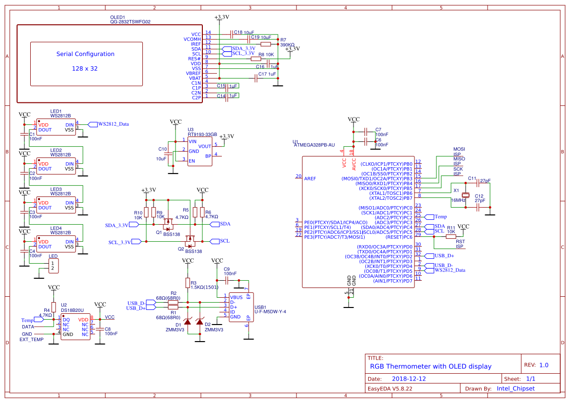 RGB OLED Thermometer - EasyEDA open source hardware lab