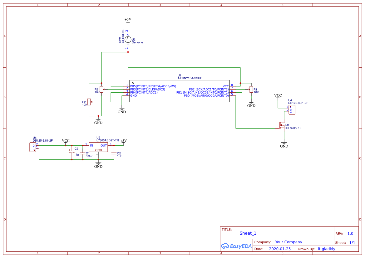 Attiny13 smooth start led strip - EasyEDA open source hardware lab