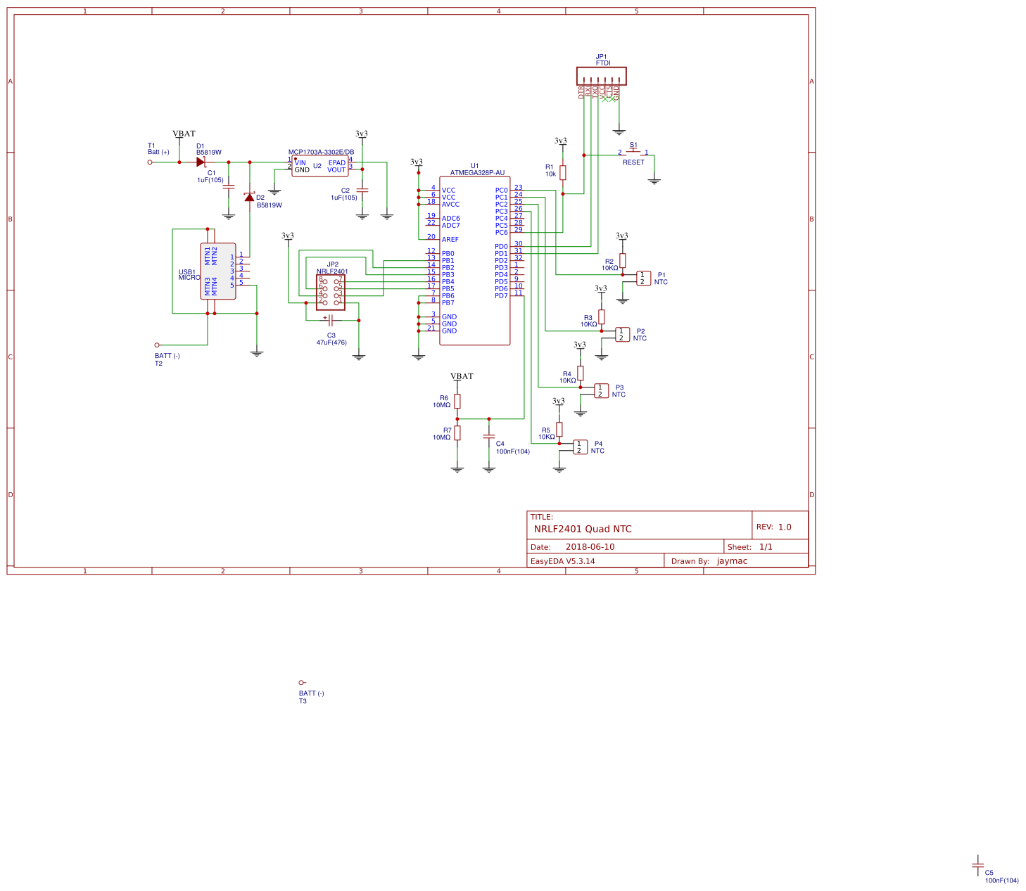 NRF2401 Quad NTC Temperature Sensor - EasyEDA