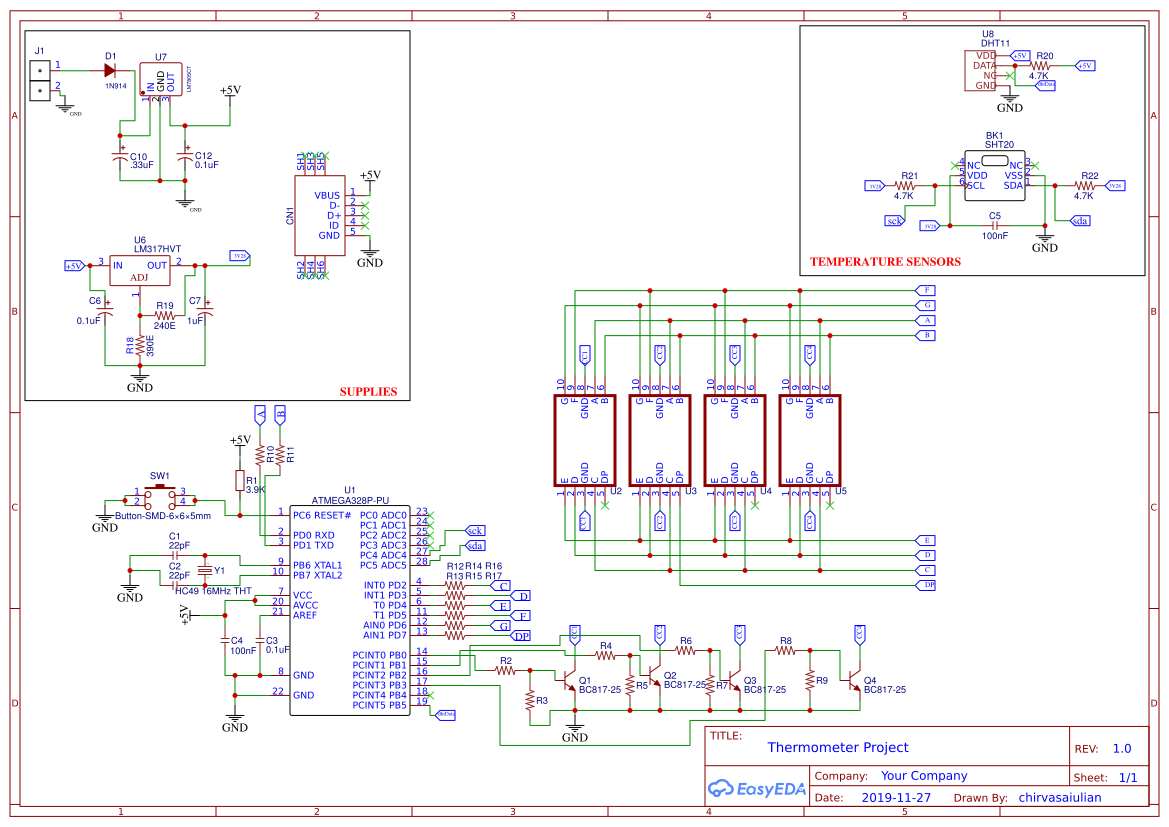 Temperature sensor SHT20 with ATmega328 - OSHWLab