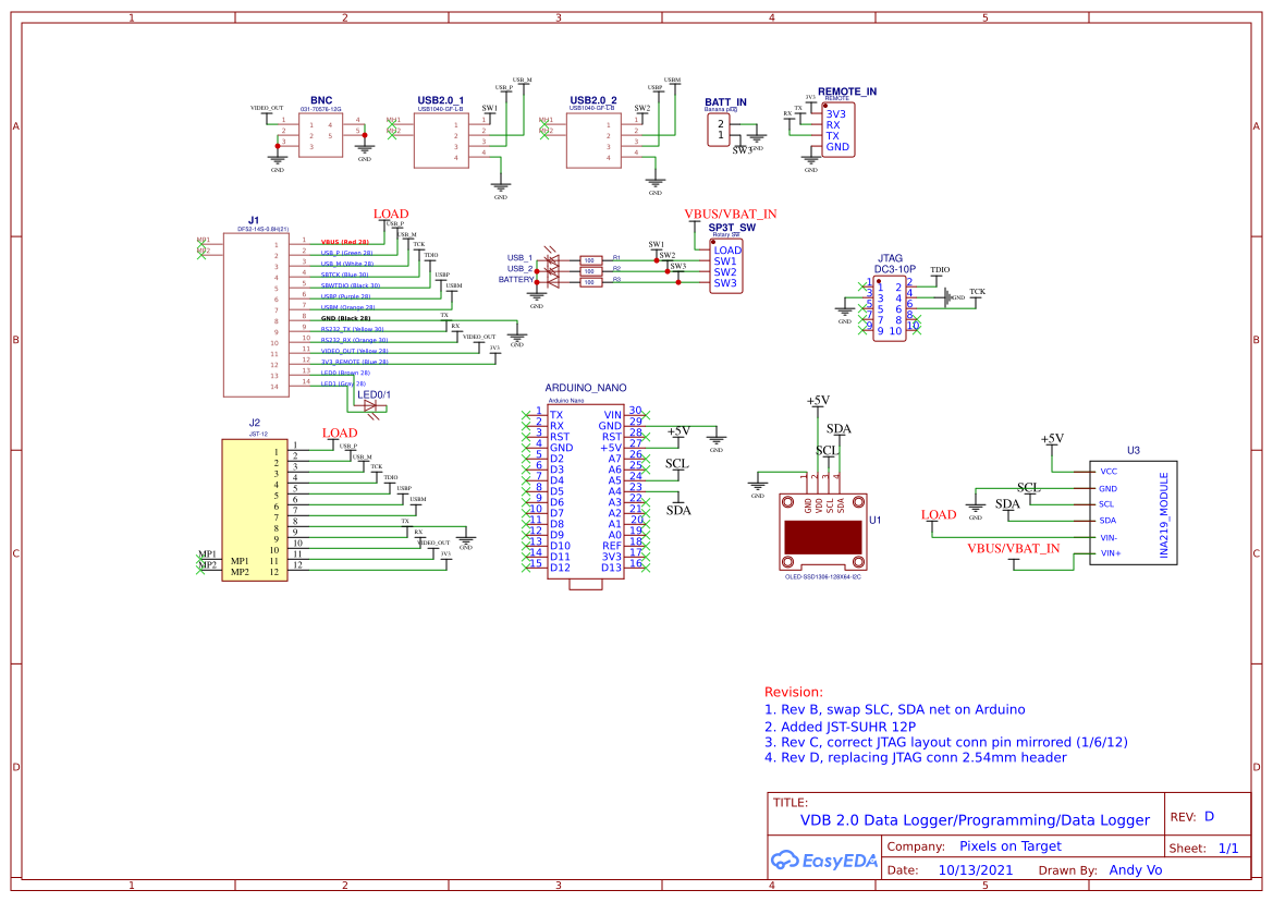 VDB2.0 Data Logger Test PCB REV-D - EasyEDA open source hardware lab