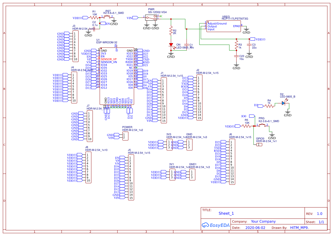 wroom-32 devboard without programmer 5 cm square - EasyEDA open source ...
