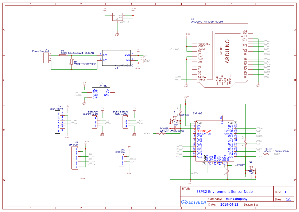 ESP32-UNO Envi Node - EasyEDA open source hardware lab