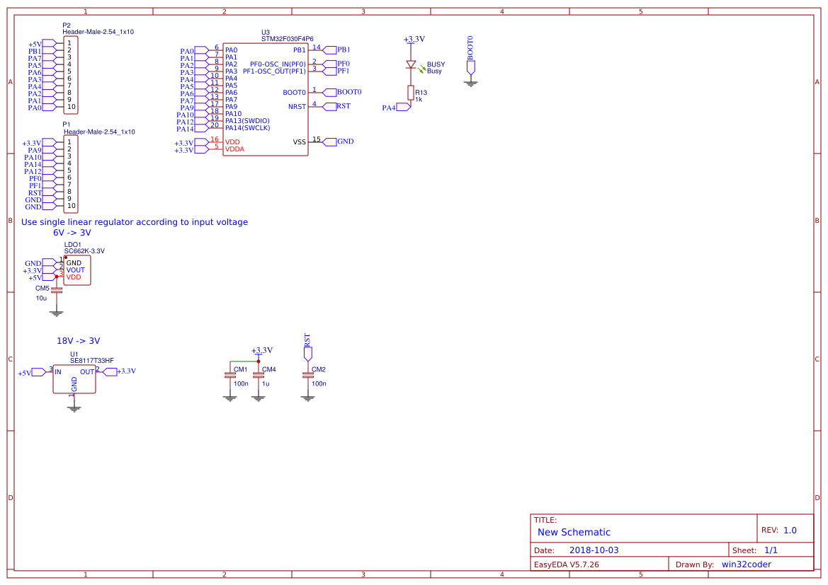 STM32 STM32F030F4P6 Compact prototype board without ADC - EasyEDA open ...