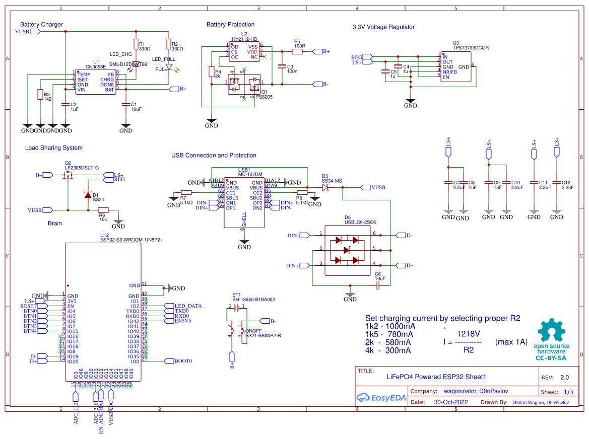 LiFePO4 Powered ESP32 - EasyEDA open source hardware lab